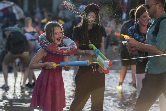 Giant Water Fight Bristols Millennium Square Editorial Stock Photo ...