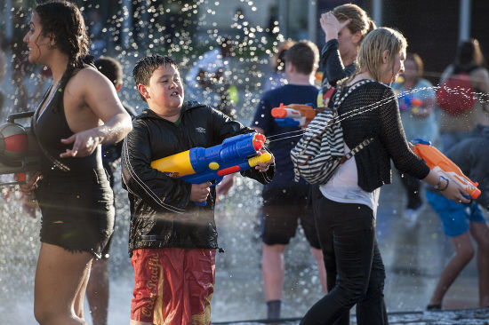 Giant Water Fight Bristols Millennium Square Editorial Stock Photo ...