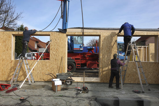 Carpenters Building Wooden House Onefamilyhouse Using Editorial Stock ...