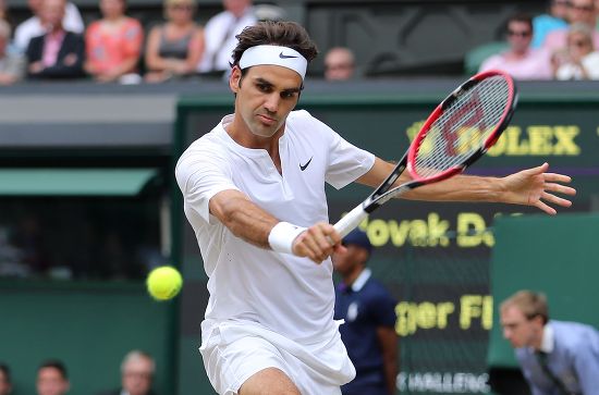 Roger Federer Action Mens Final Against Editorial Stock Photo - Stock ...