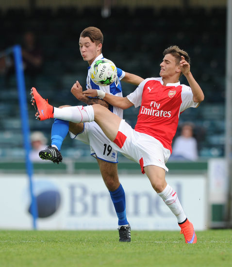 Arsenals Vlad Drogmir Challenges Jay Malpas Editorial Stock Photo ...