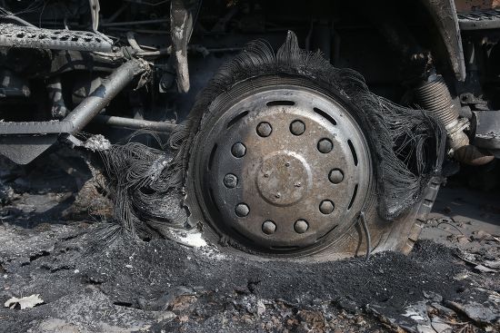 Burnt Wheel Core Area Explosion Site Editorial Stock Photo - Stock ...