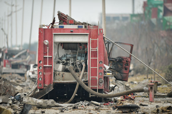Damaged Fire Engine Explosion Site Tianjin Editorial Stock Photo ...