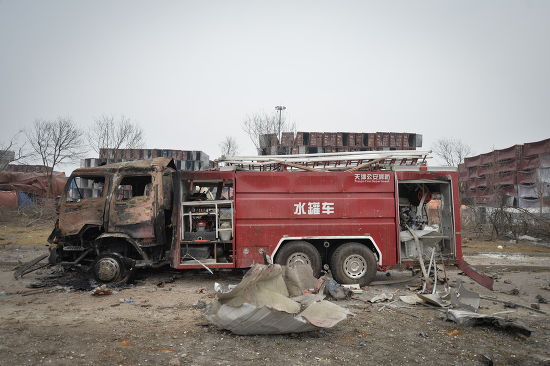 Damaged Fire Engine Explosion Site Tianjin Editorial Stock Photo ...