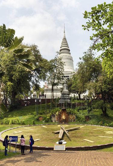 Clock Front Stupa Wat Phnom Phnom Editorial Stock Photo - Stock Image ...