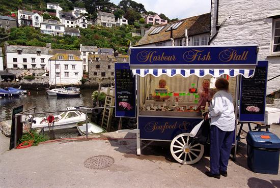 Harbourside Shellfish Stall Polperro Cornwall England Editorial Stock ...
