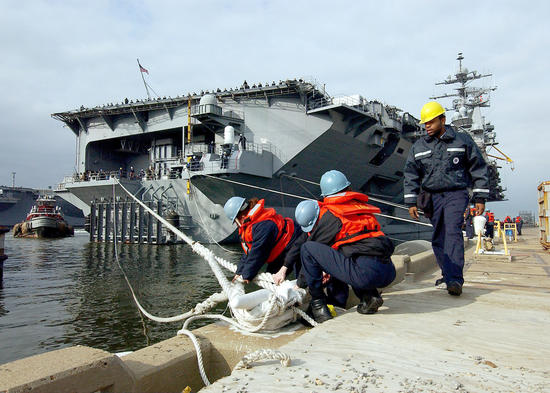 Line Handlers Assigned Nimitz Class Aircraft Editorial Stock Photo ...