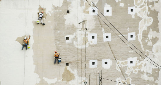 Painters Suspended On Ropes Painting Exterior Editorial Stock Photo ...