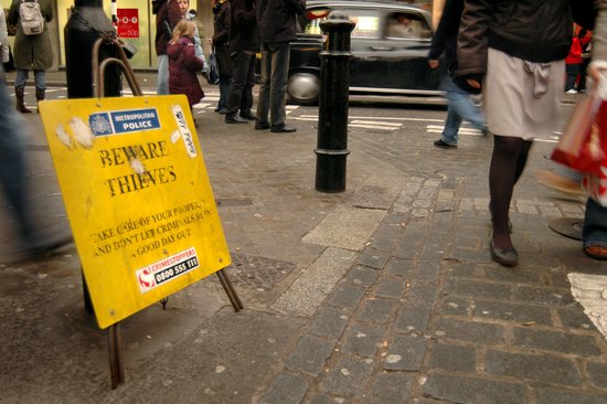 Police Beware Thieves Sign London Britain Editorial Stock Photo - Stock ...