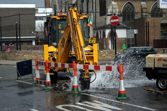 Burst Water Main Pipe Roadworks Editorial Stock Photo - Stock Image ...