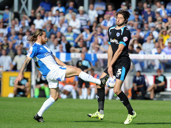 Stuart Sinclair Bristol Rovers Challenges Portsmouths Editorial Stock ...