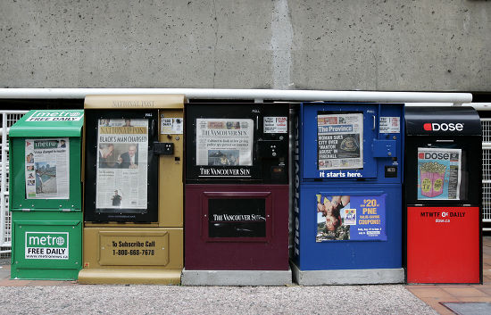 Newspaper Machines Variety Canadien Newspapers Vancouver Editorial ...