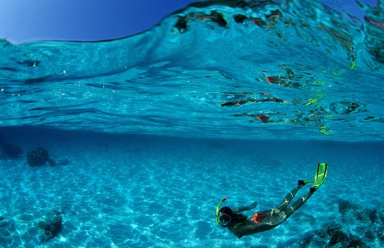 Model Released Snorkeling Near Tropical Island Editorial Stock Photo ...