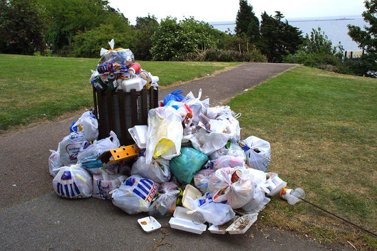 Dustbin Overflows Rubbish Seafront Public Park Editorial Stock Photo ...