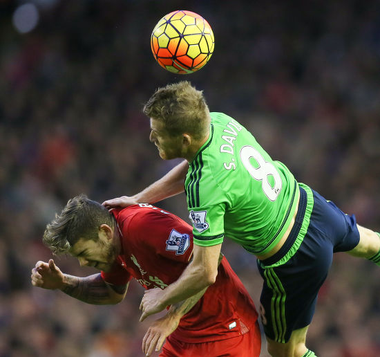 Liverpools Alberto Moreno Southamptons Steven Davis Editorial Stock ...