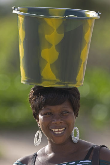Smiling Lady Bucket Balanced On Head Editorial Stock Photo - Stock ...