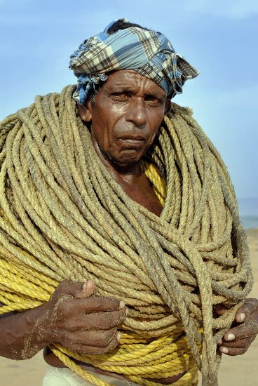 Fisherman Carrying Rope On Shoulders After Editorial Stock Photo ...