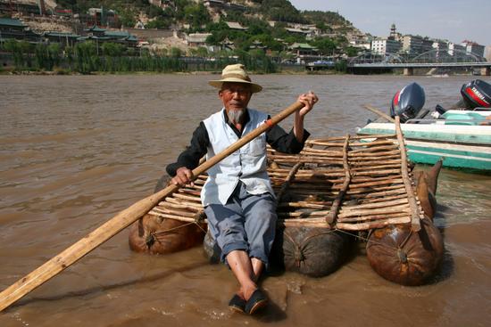 Model Released Traditional Inflated Sheepskin Raft Editorial Stock ...