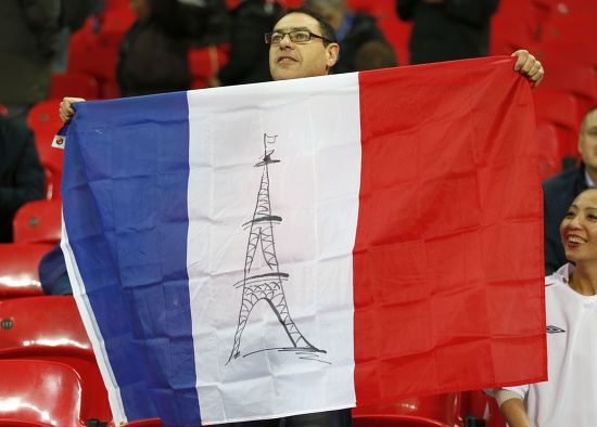 France Fan Displays Tricolore Flag During Editorial Stock Photo - Stock ...