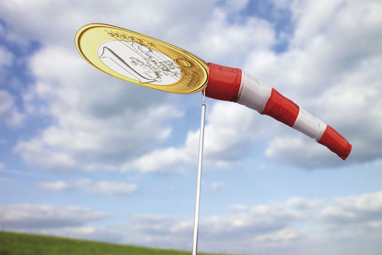 Windsock Filled Squashed One Euro Coin Editorial Stock Photo - Stock ...