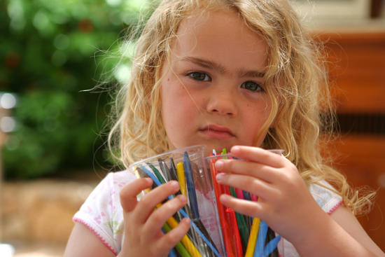 Model Released Young Girl Crayons Editorial Stock Photo - Stock Image ...