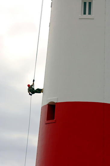 Abseiling Down Lighthouse Portland Bill Dorset Editorial Stock Photo ...