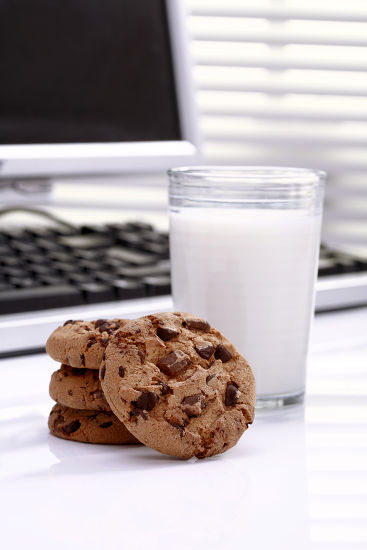 Snack Office Chocolate Chip Cookies Glass Editorial Stock Photo - Stock ...