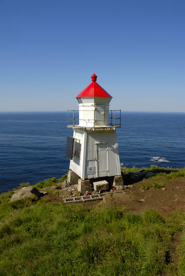 Lonely Little White Lighthouse Red Roof Editorial Stock Photo - Stock ...