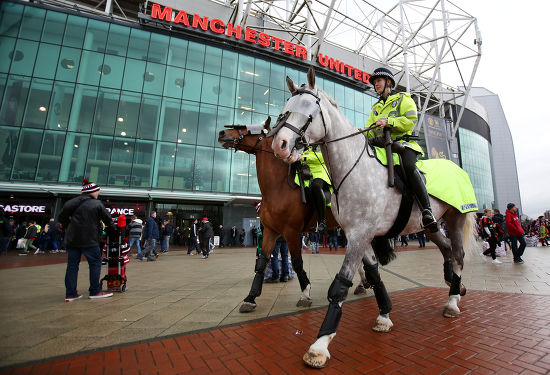 Police On Horses Patrol Outside Ground Editorial Stock Photo - Stock ...