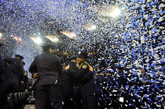 New Police Officers Hug Each Other Editorial Stock Photo - Stock Image ...