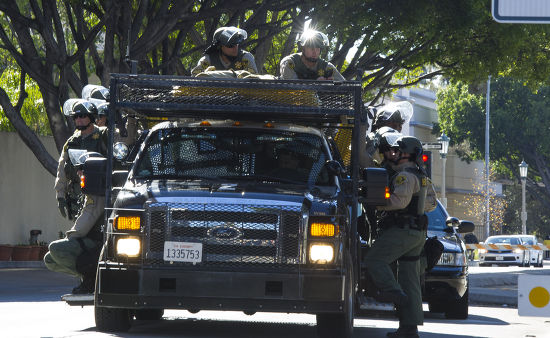Lapd Police Officers Stand Guard During Editorial Stock Photo - Stock ...