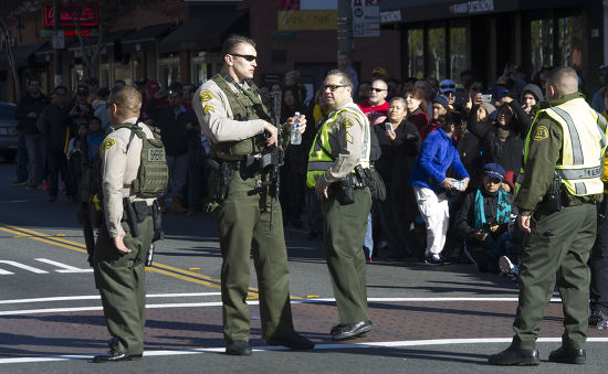 Lapd Police Officers Stand Guard During Editorial Stock Photo - Stock ...