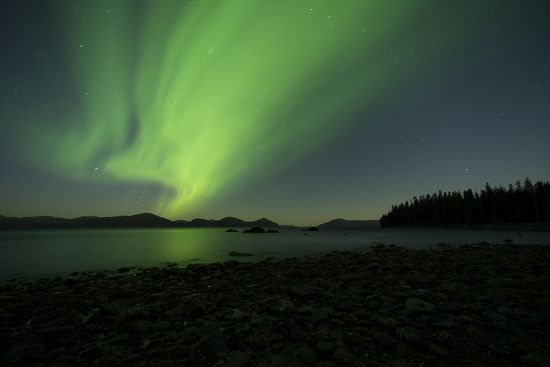 Aurora Borealis Moonlight Over Prince William Editorial Stock Photo ...