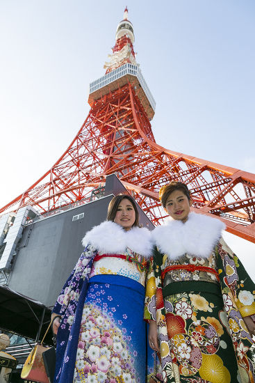Young People Dressed Colorful Kimonos Pose Editorial Stock Photo ...