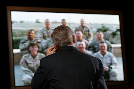 President George W Bush Talks Via Editorial Stock Photo - Stock Image ...