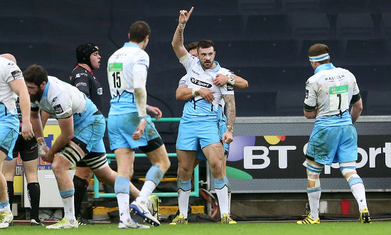 Rory Hughes Glasgow Celebrates Scoring Try Editorial Stock Photo ...