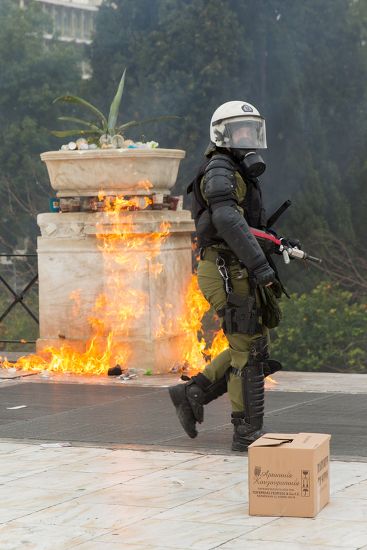 Protesters Throw Petrol Bomb Riot Policemen Editorial Stock Photo ...