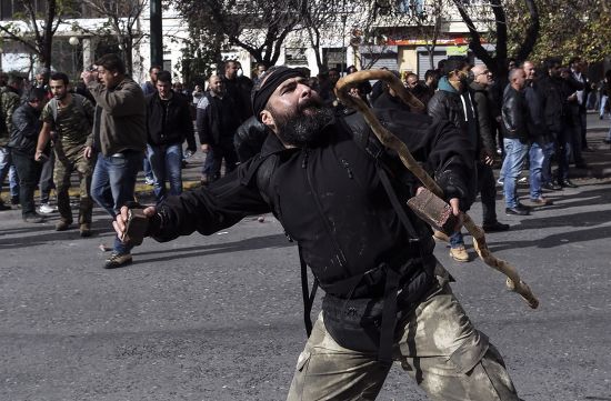 Man Throws Brick Towards Riot Police Editorial Stock Photo - Stock ...