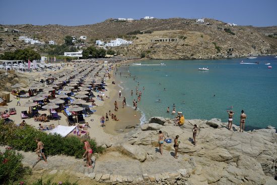 Tourists On Super Paradise Beach Mykonos Editorial Stock Photo - Stock ...