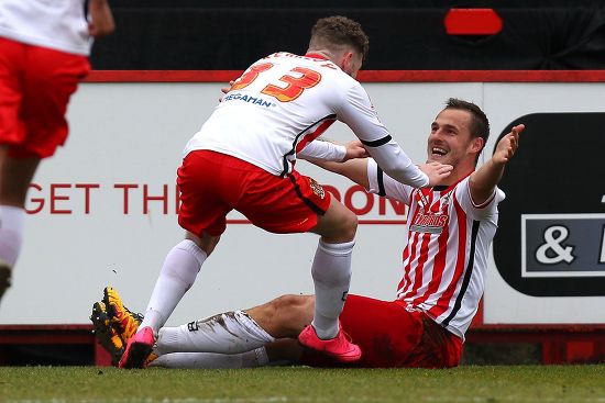 Luke Wilkinson Stevenage R Celebrates Scoring Editorial Stock Photo ...