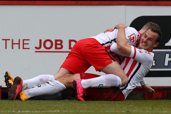 Luke Wilkinson Stevenage R Celebrates Scoring Editorial Stock Photo ...