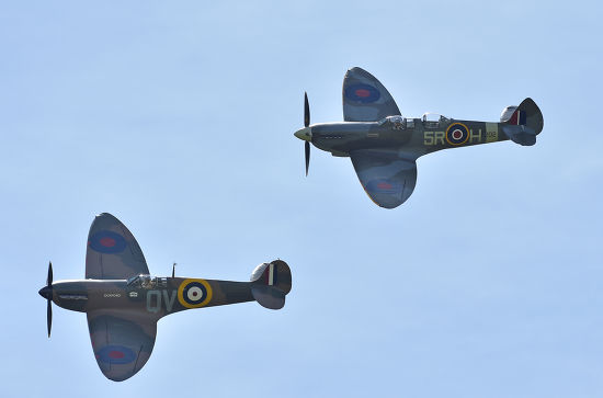 Pair Spitfires Fly Past Crowds Mark Editorial Stock Photo - Stock Image ...