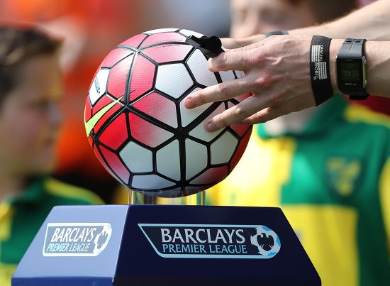 Barclays Premier League Matchball Lifted By Editorial Stock Photo ...