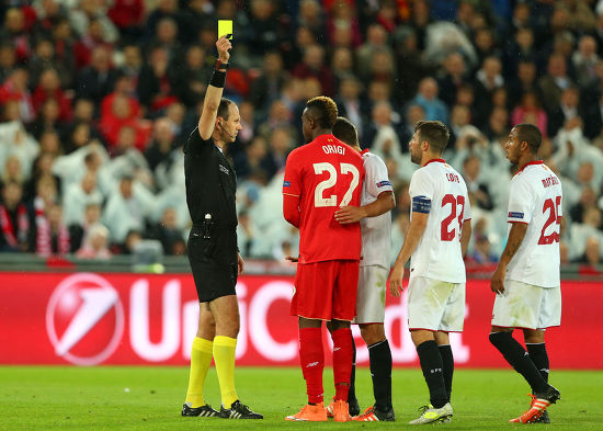 Divock Origi Liverpool Receives Yellow Card Editorial Stock Photo ...