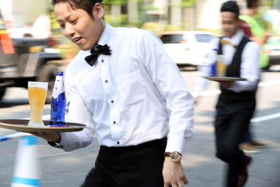 Waiters Carry Glasses Beer On Trays Editorial Stock Photo - Stock Image ...