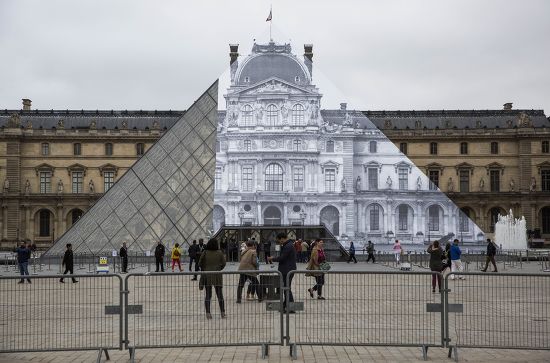 Louvre Museum Covered By Jr Installation Editorial Stock Photo - Stock ...