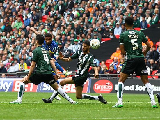 Andy Barcham Wimbledon Shoots Goal During Editorial Stock Photo - Stock ...