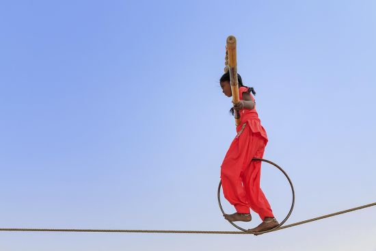 Young Girl Balancing On Rope Balancing Editorial Stock Photo - Stock ...