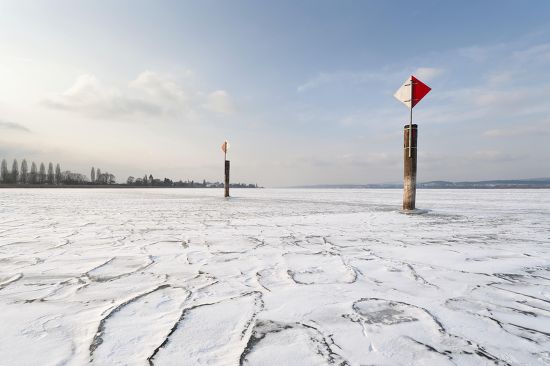 Navigation Mark On Frozen Lake Constance Editorial Stock Photo - Stock ...