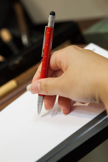 Exhibitor Gives Demonstration Pen Ruler Editorial Stock Photo - Stock ...